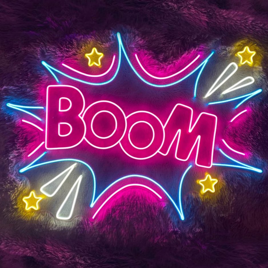 Boom Neon Wall Art - Superior Custom LED Neon Light Signs | Mr & Mrs Neon