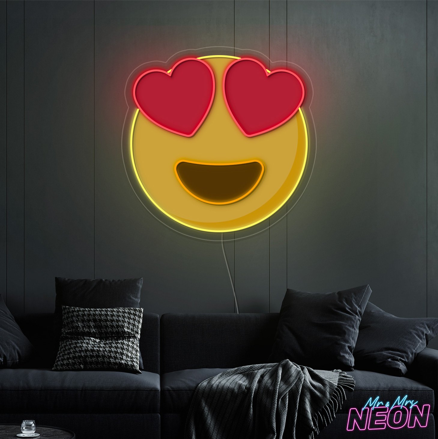Heart Eyes Emoji Neon Sign - Superior Custom LED Neon Light Signs | Mr ...