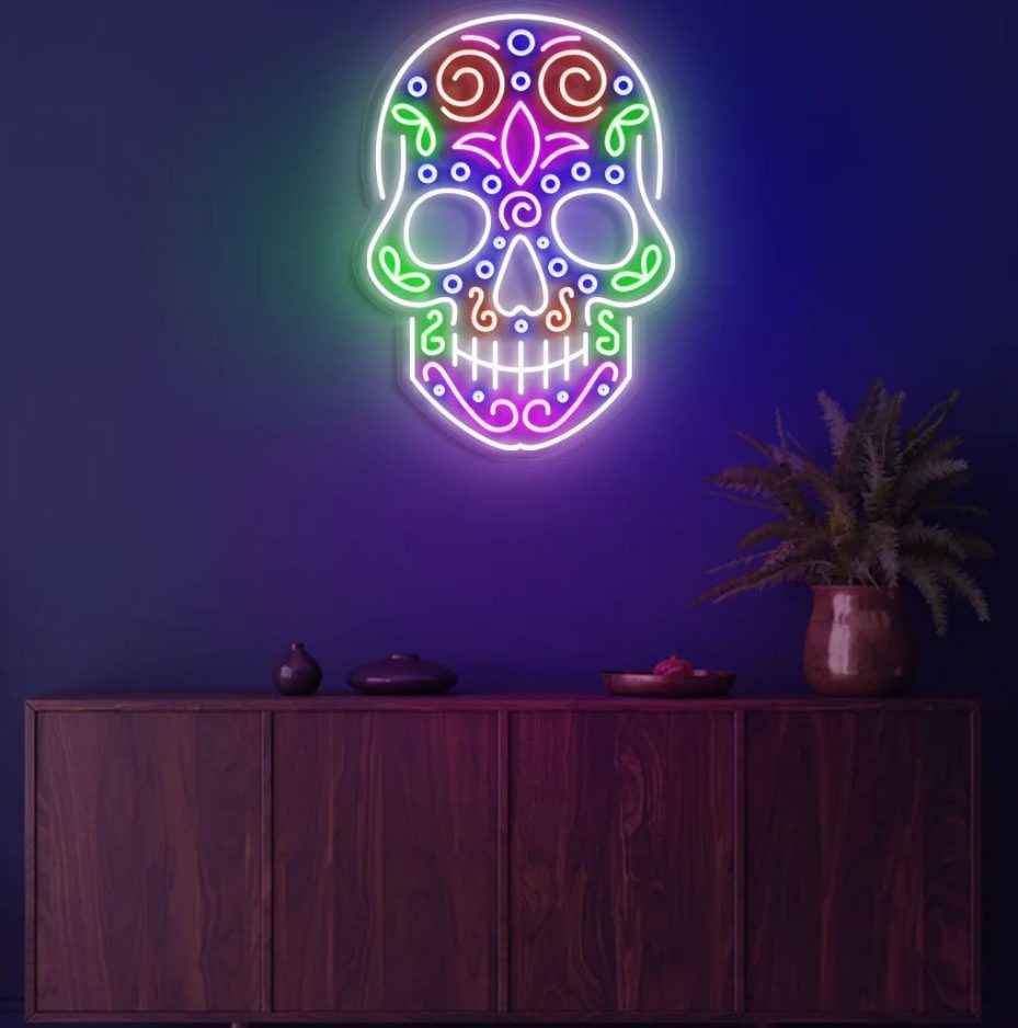 Mexican Death Skull Neon Sign | Mr & Mrs Neon