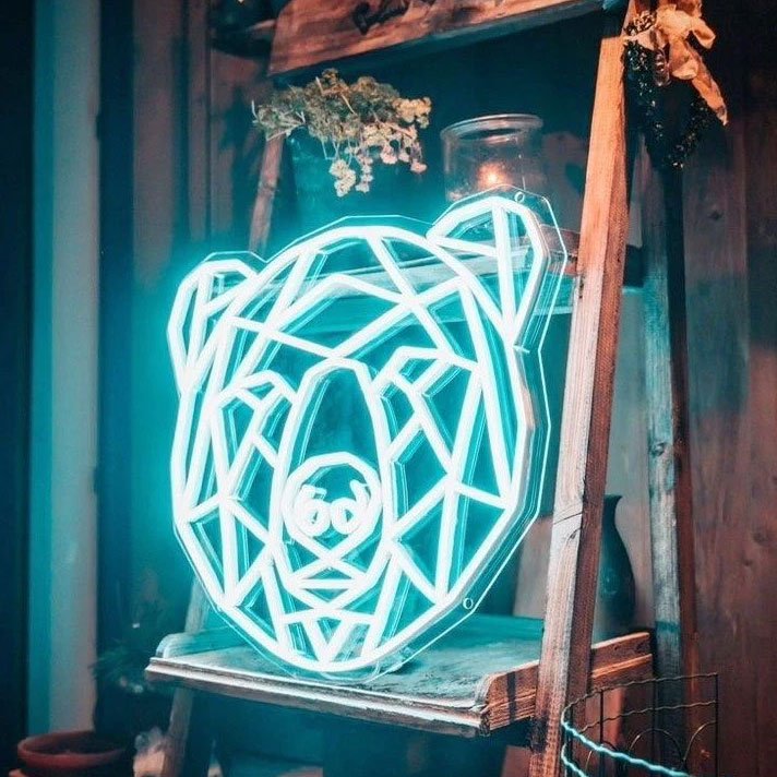 Geometric Bear Neon Wall Art | Mr & Mrs Neon