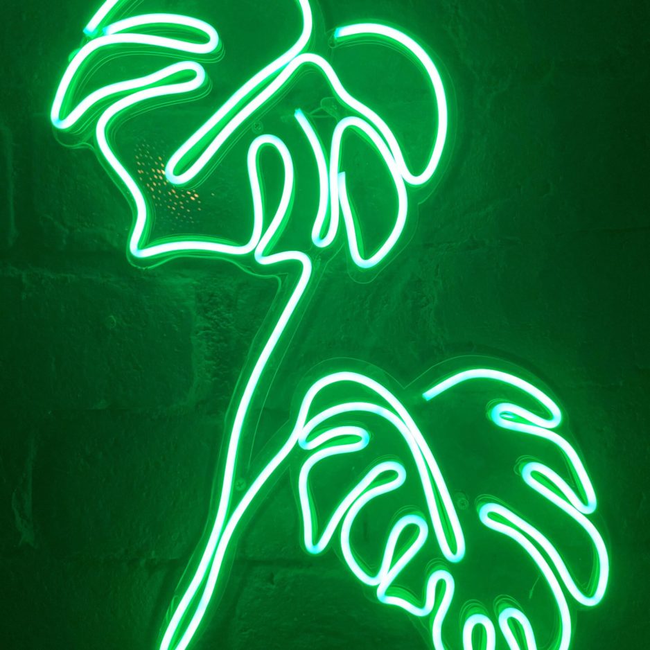 Monstera Plant Neon Wall Art - Superior Custom LED Neon Light Signs ...