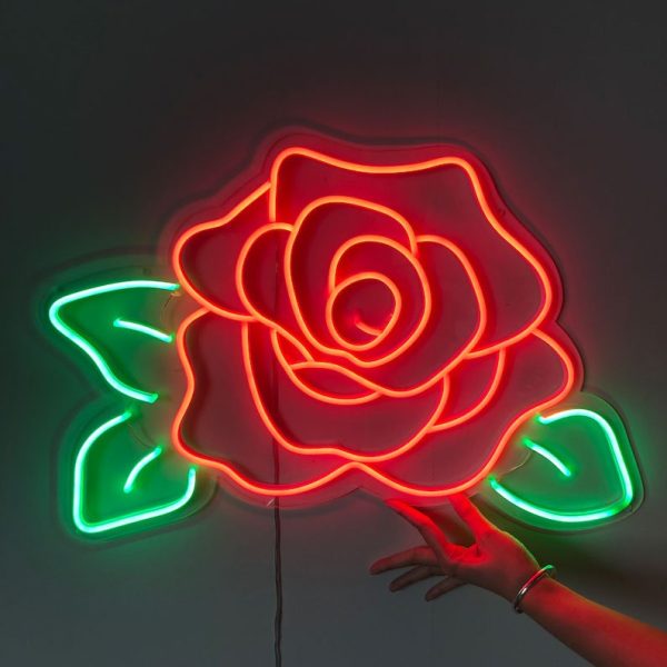 Rose Neon Sign - Superior Custom LED Neon Light Signs | Mr & Mrs Neon