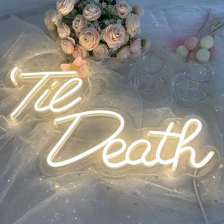 Til Death Neon Sign - Superior Custom LED Neon Light Signs | Mr & Mrs Neon