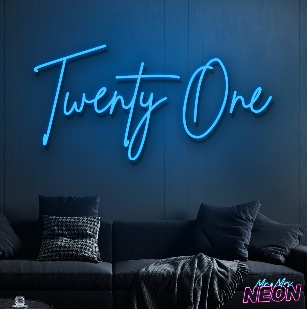 Twenty One Neon Sign - Superior Custom LED Neon Light Signs | Mr & Mrs Neon