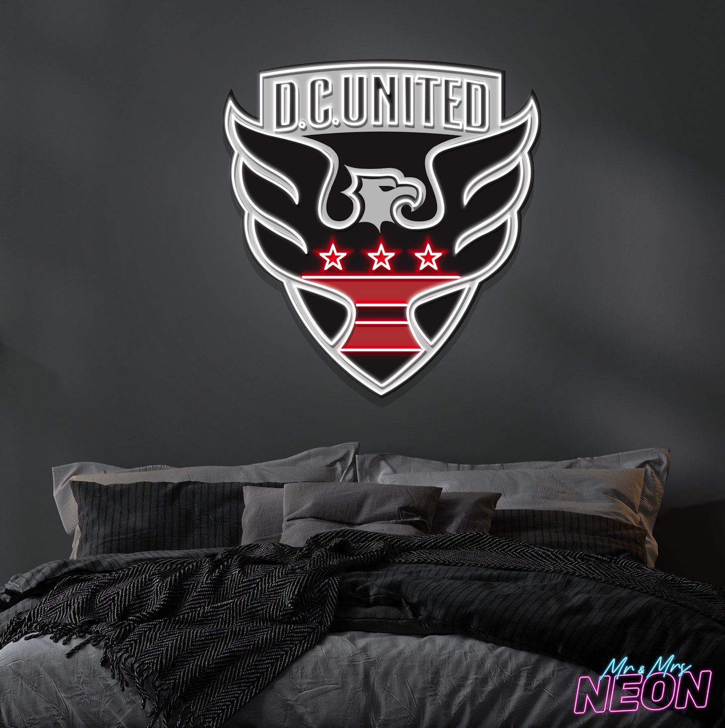 DC United Neon Sign - Superior Custom LED Neon Light Signs | Mr & Mrs Neon